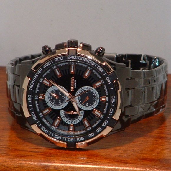 Accessories | New Mens Black Gold Tachymeter Analog Sports Watch | Poshmark